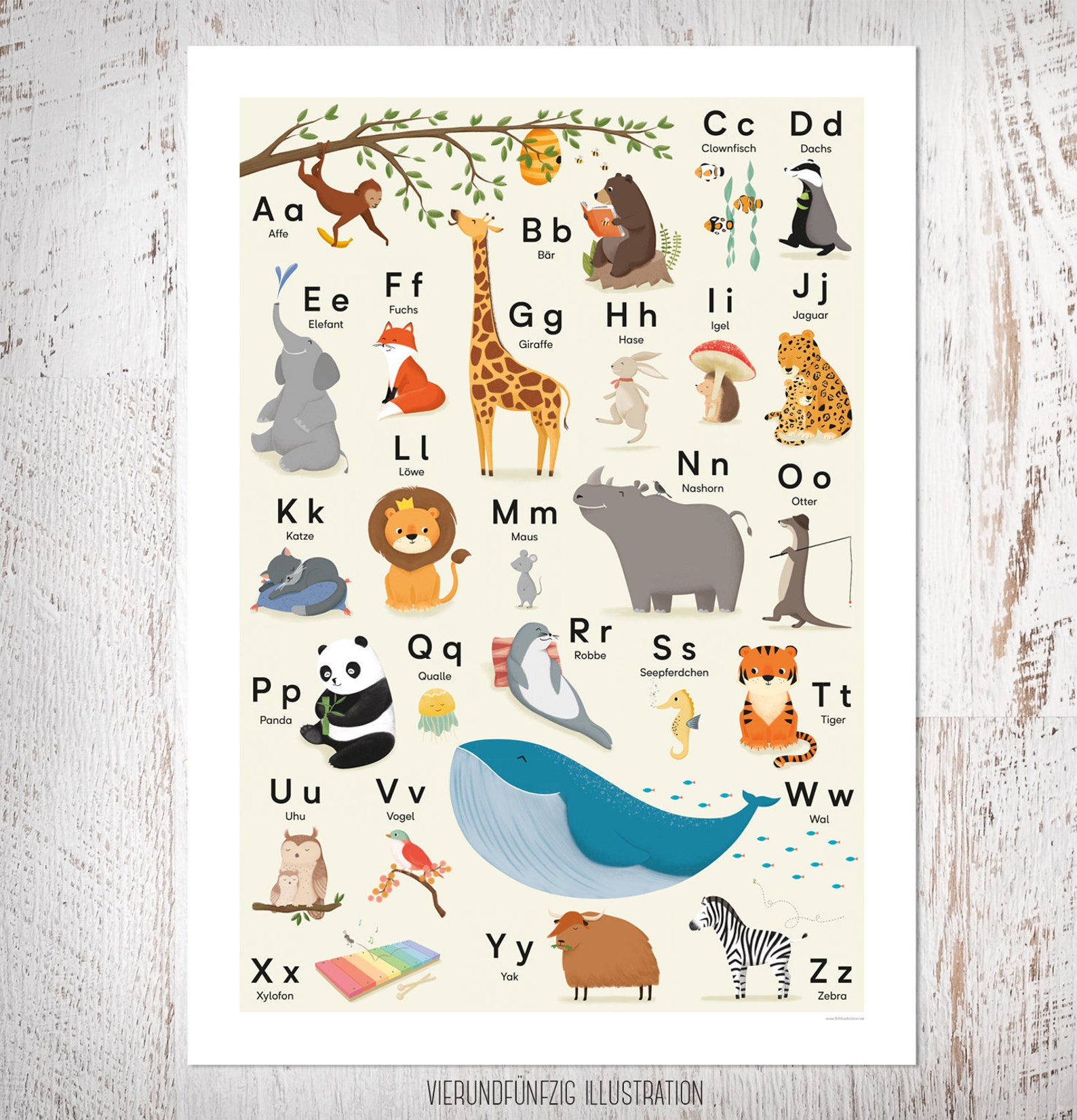 ABC Poster Animal Alphabet DIN B2 | Etsy