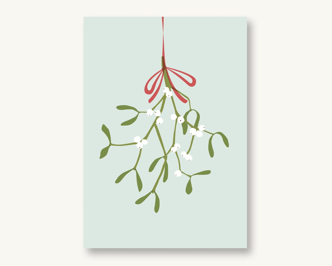 Postcard Christmas Mistletoe - Etsy