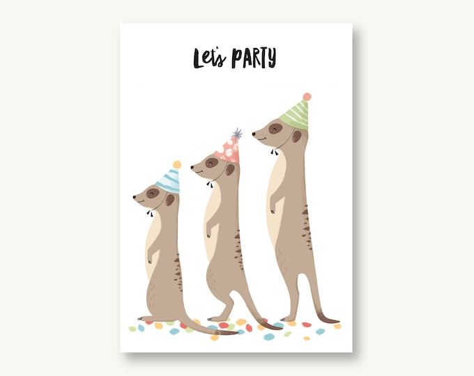 Postcard Birthday Confetti Meerkat - Etsy