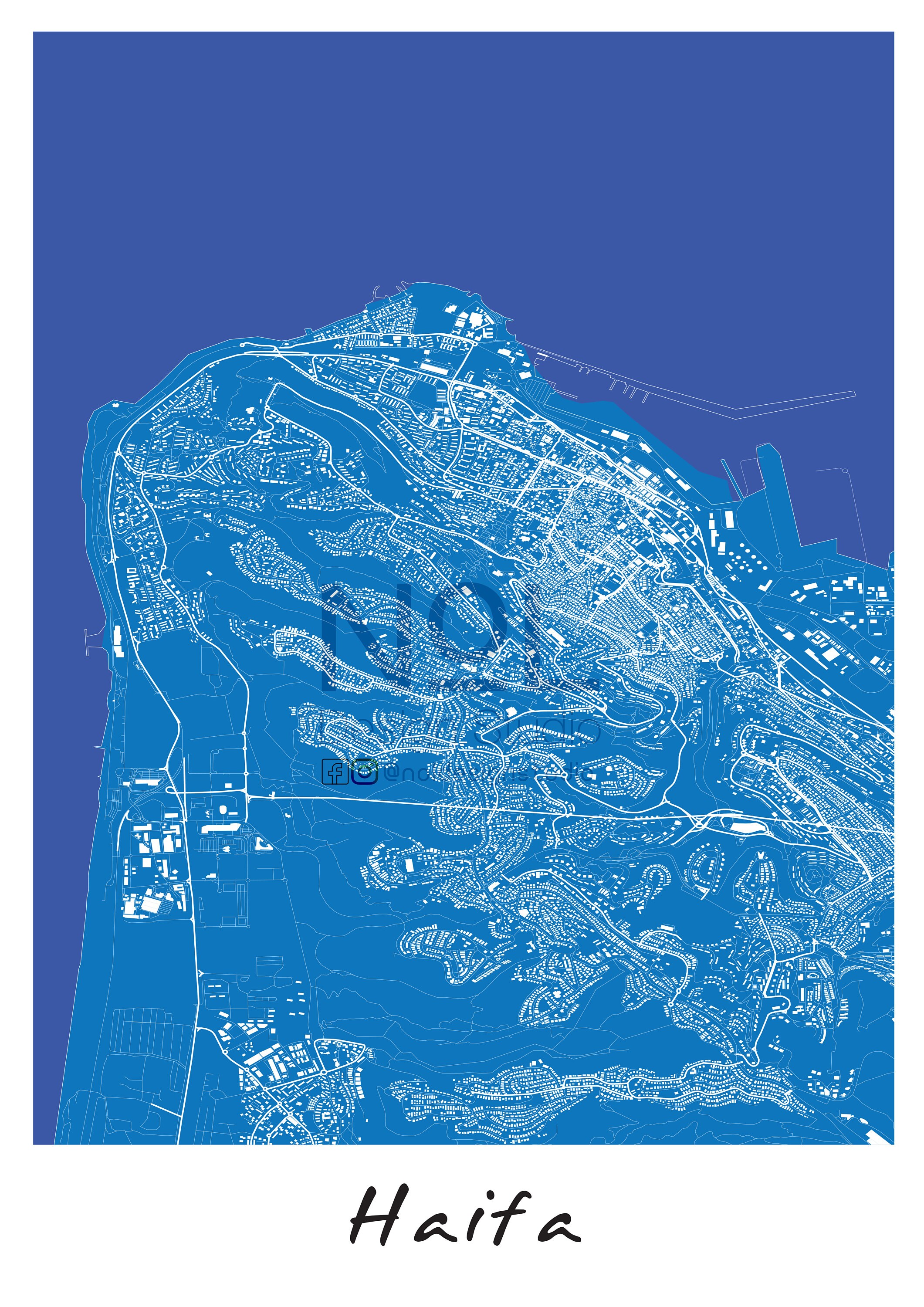 Haifa Map Poster haifa Map Haifa Poster Haifa Map - Etsy