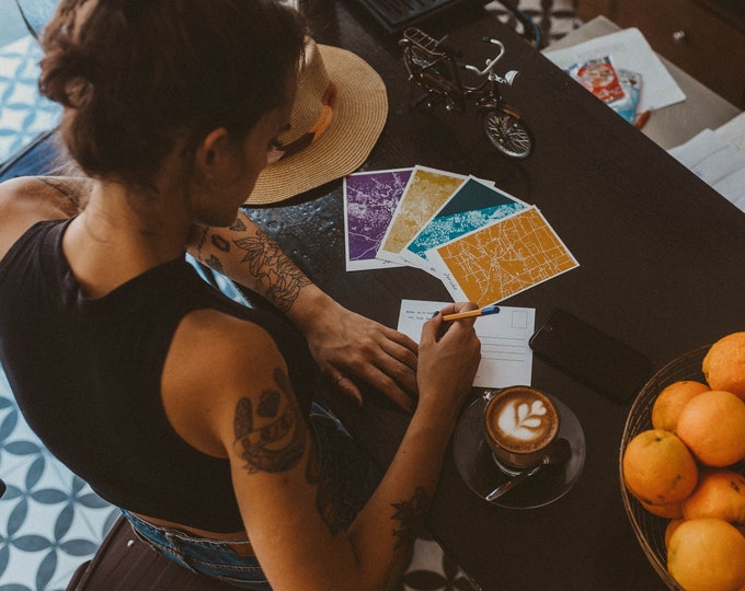 12 Cities Map Postcards , Postcard, City Map , Postcard City Map ...