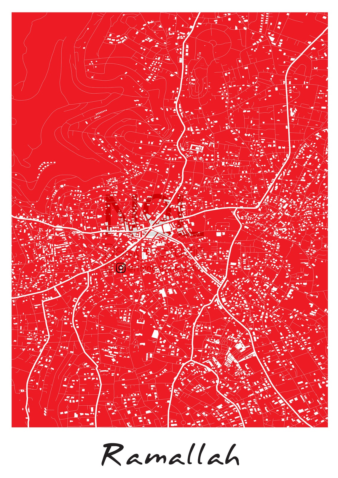 Ramallah Map Poster Ramallah Map Ramallah Poster Ramallah - Etsy