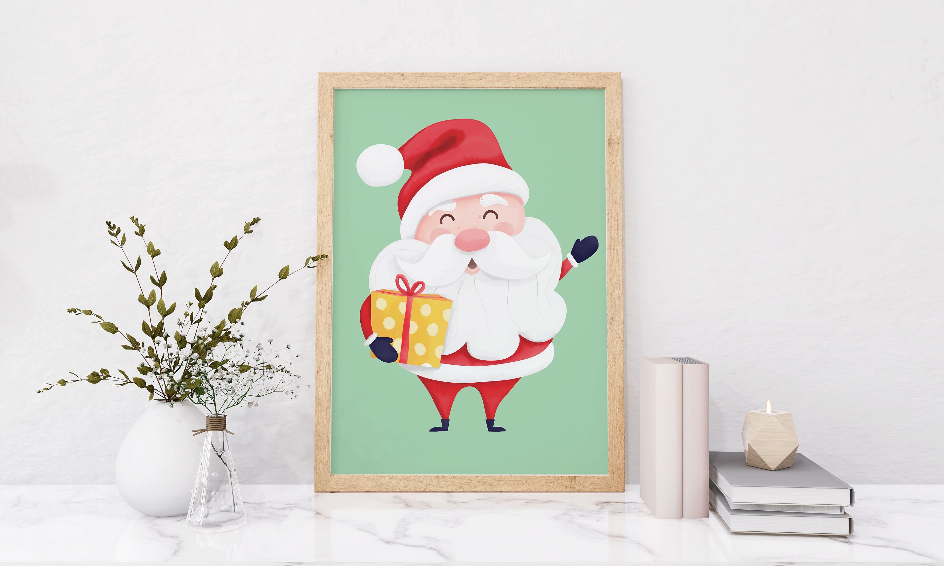 Christmas Art Print. Santa. Instant Download. - Etsy