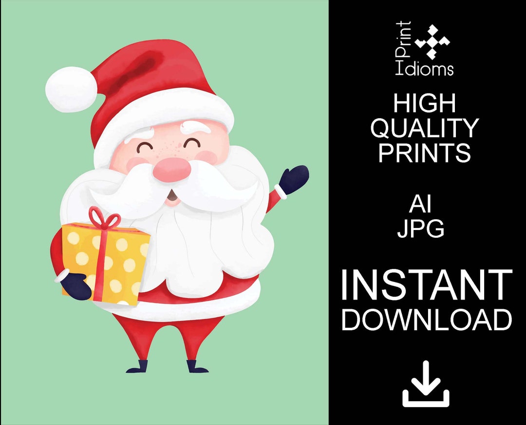 Christmas Art Print. Santa. Instant Download. - Etsy