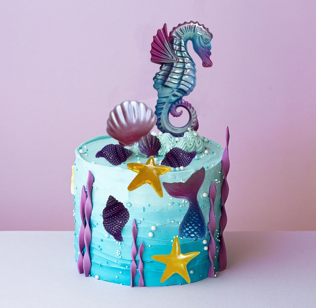 Mermaid Party Set, Resin Cake Topper, Resin Hair Clips, Party Bag ...