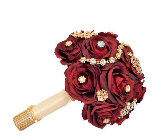 11 Silk Round Rose Flower Bouquet Embellished With | Etsy