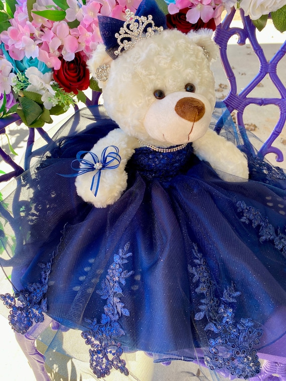 17 Quinceanera White Royal Blue Teddy Bear Qbr10nv Etsy