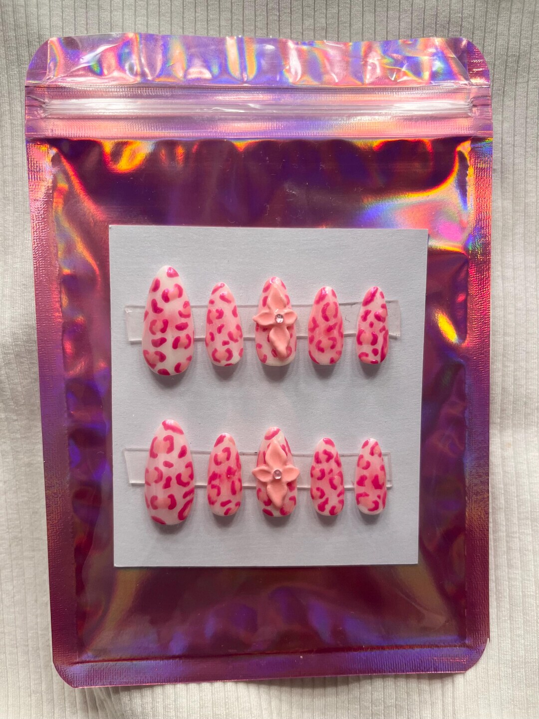 Pink Chrome Leopard Press on Nails - Etsy