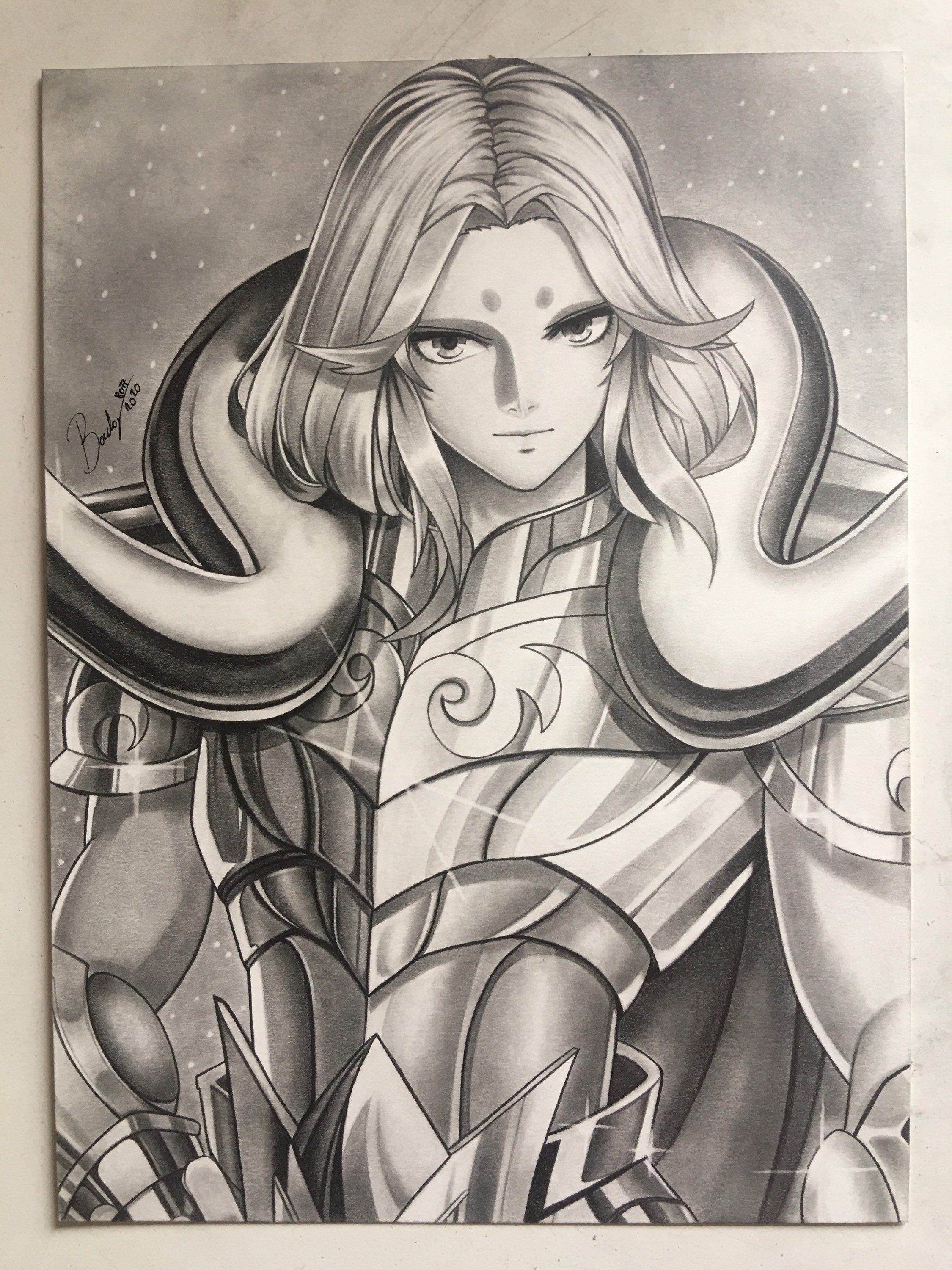 Saint Seiya-original Graphite Pencil Drawing of Aries Mu - Etsy
