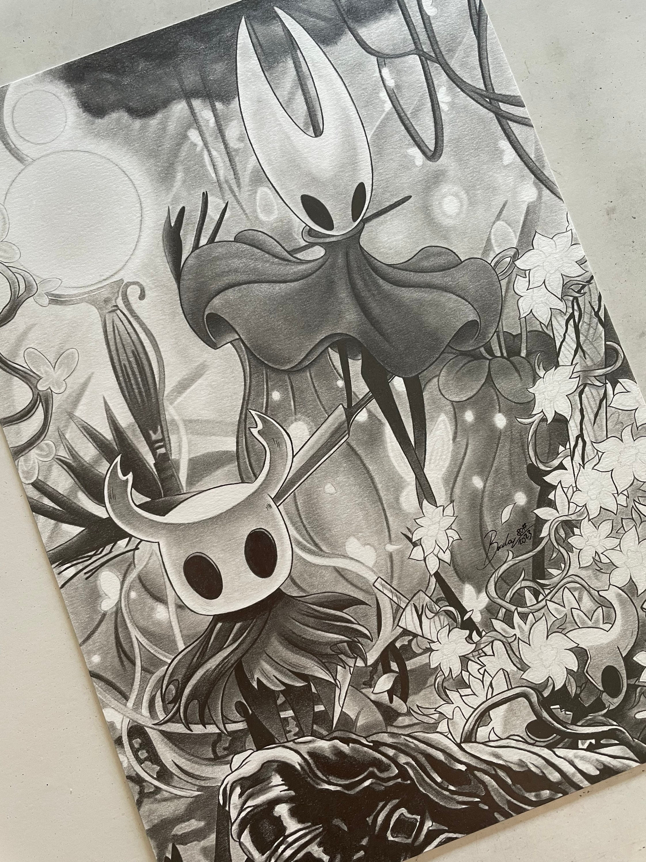 Hollow Knight Original Pencil Drawing, Size A4 21 X 29,70 Cm Artwork ...