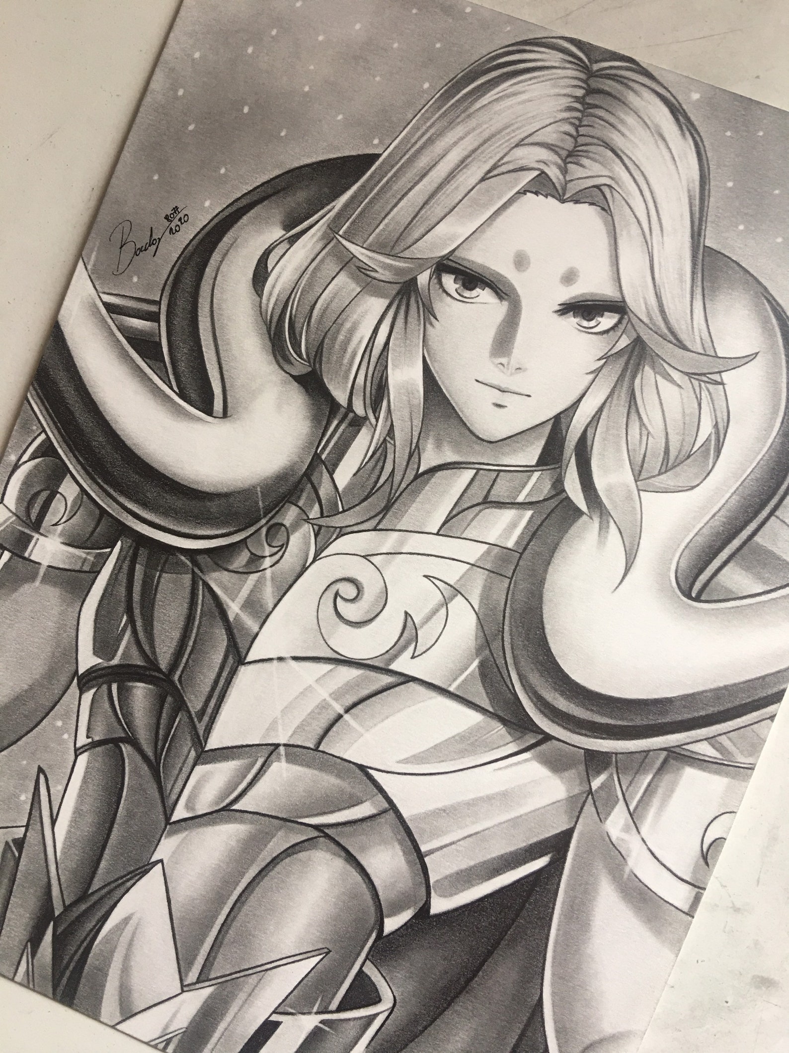 Saint Seiya-original Graphite Pencil Drawing of Aries Mu - Etsy