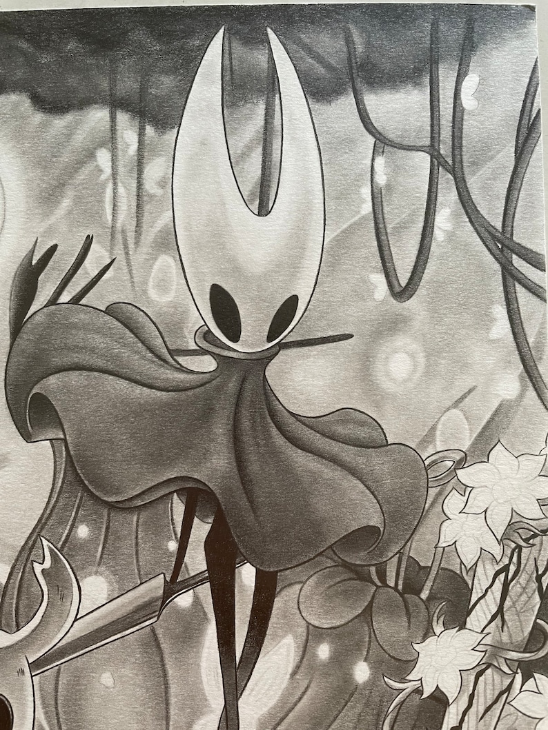 Hollow Knight Original Pencil Drawing, Size A4 21 X 29,70 Cm Artwork ...