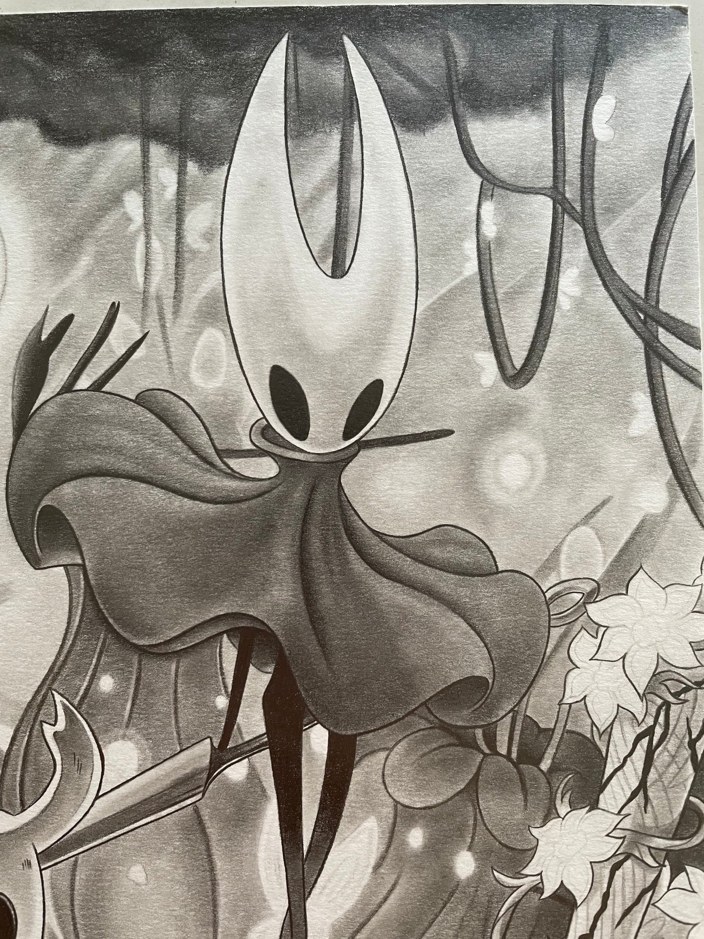 Hollow Knight Original Pencil Drawing, Size A4 21 X 29,70 Cm Artwork ...