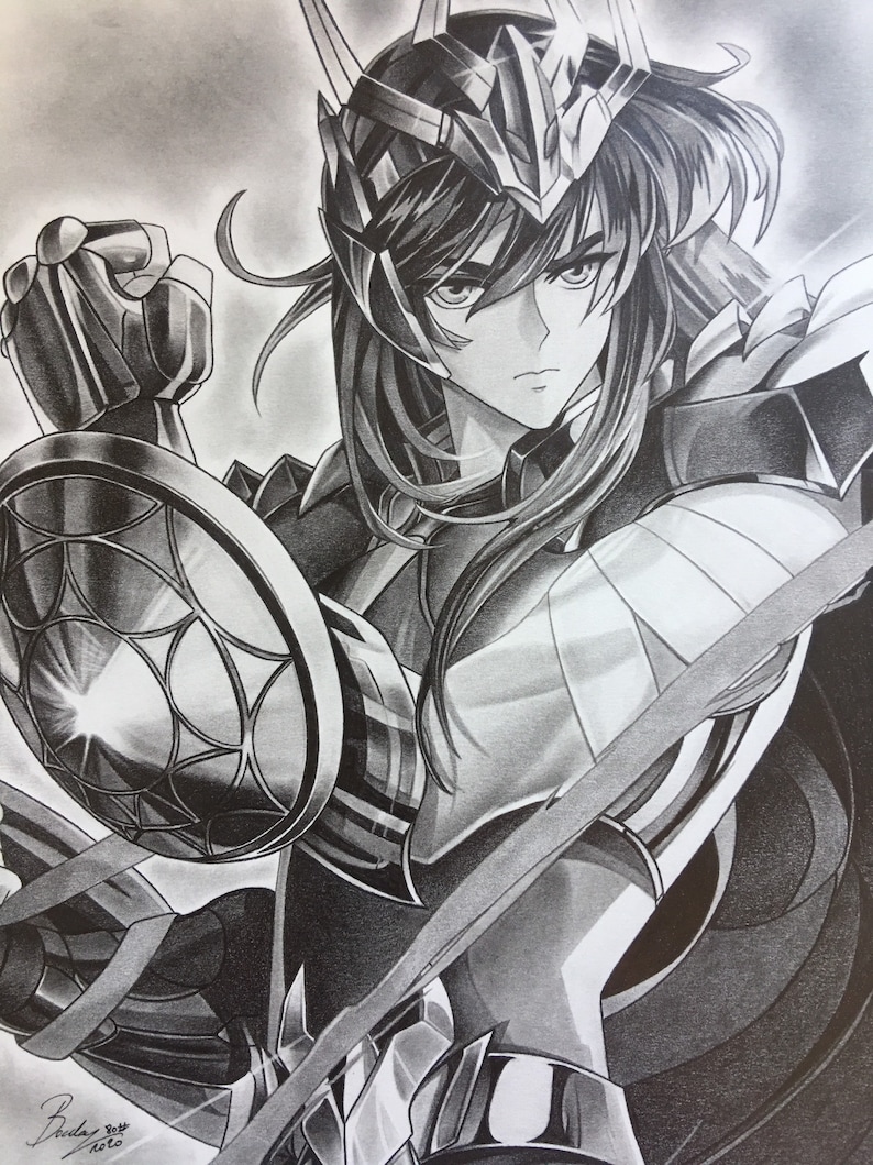 Saint Seiya-original Graphite Pencil Drawing of Dragon Shiriu - Etsy