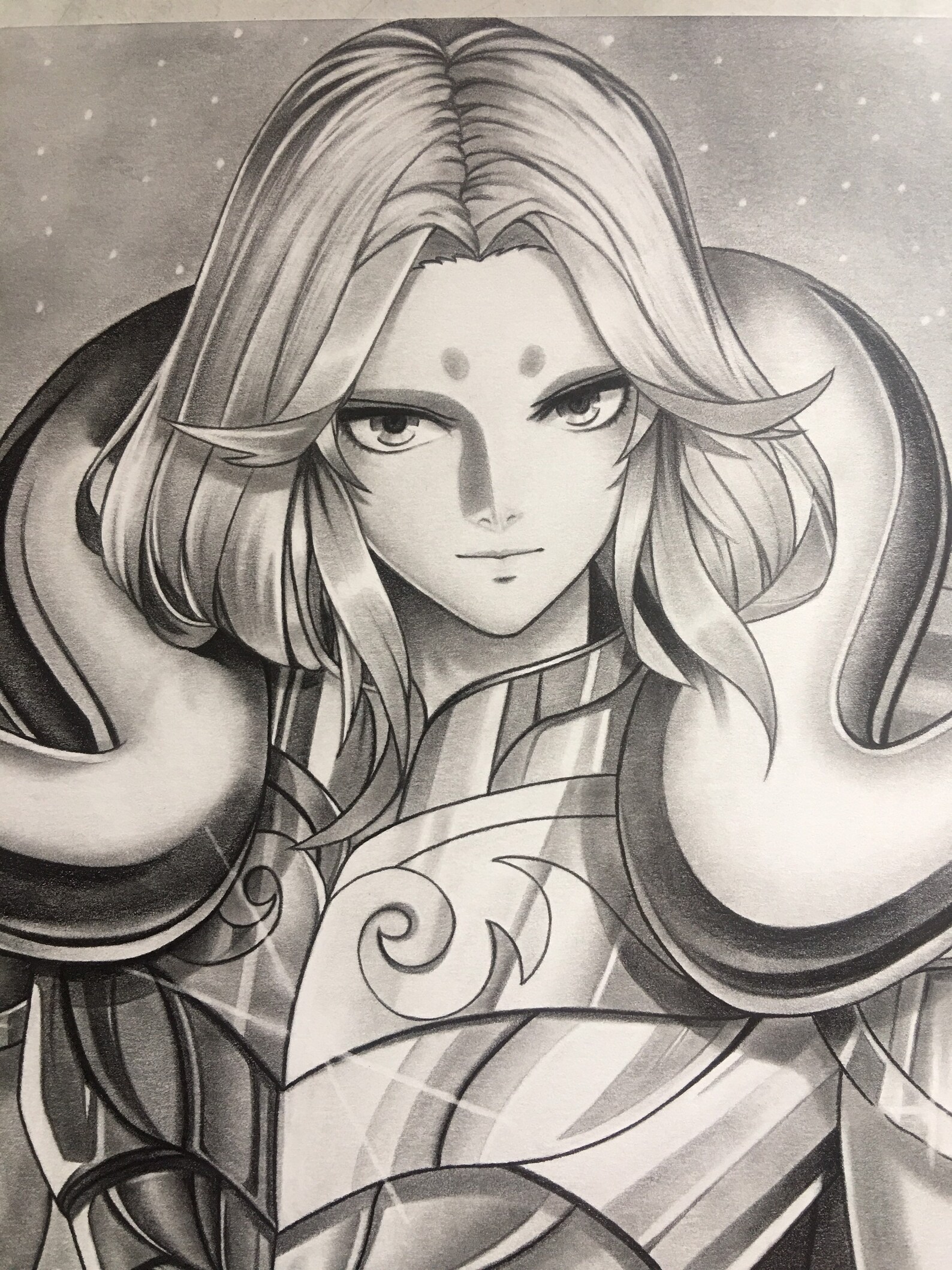 Saint Seiya-original Graphite Pencil Drawing of Aries Mu | Etsy