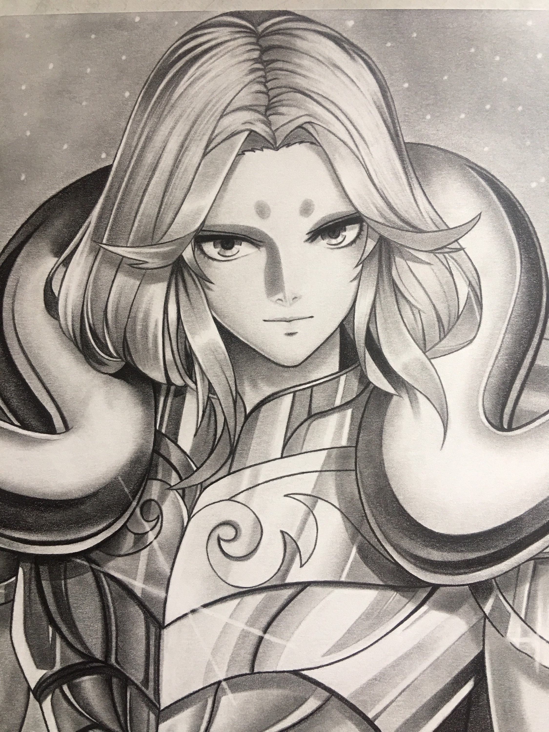 Saint Seiya-original Graphite Pencil Drawing of Aries Mu - Etsy