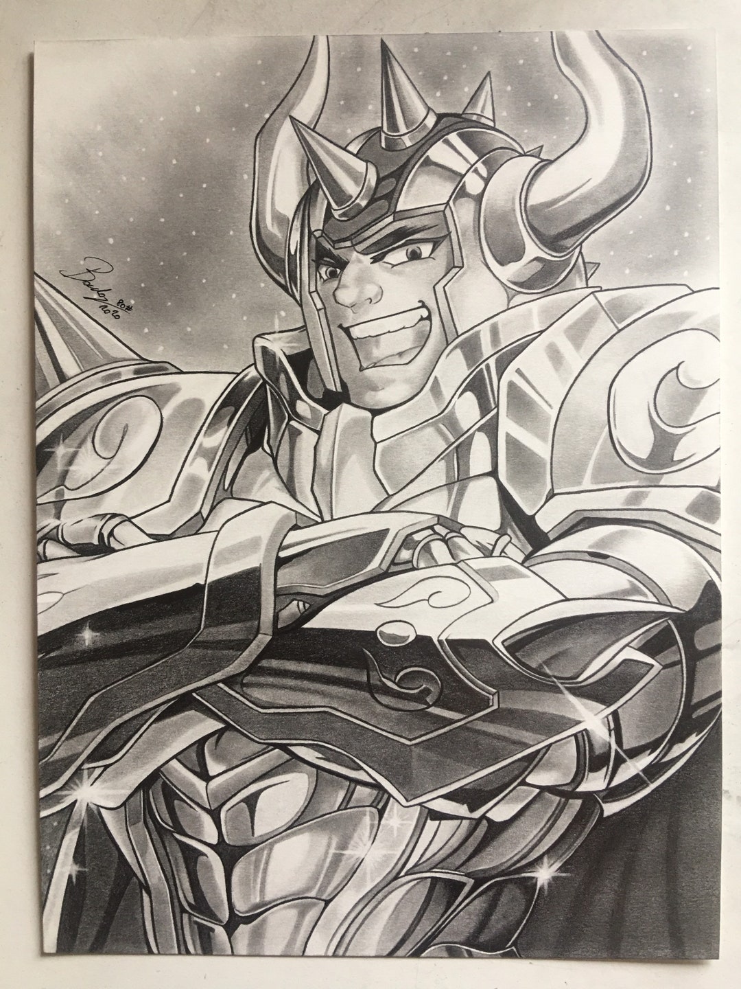 Saint Seiya-original Graphite Pencil Drawing of Taurus Aldebaran - Etsy