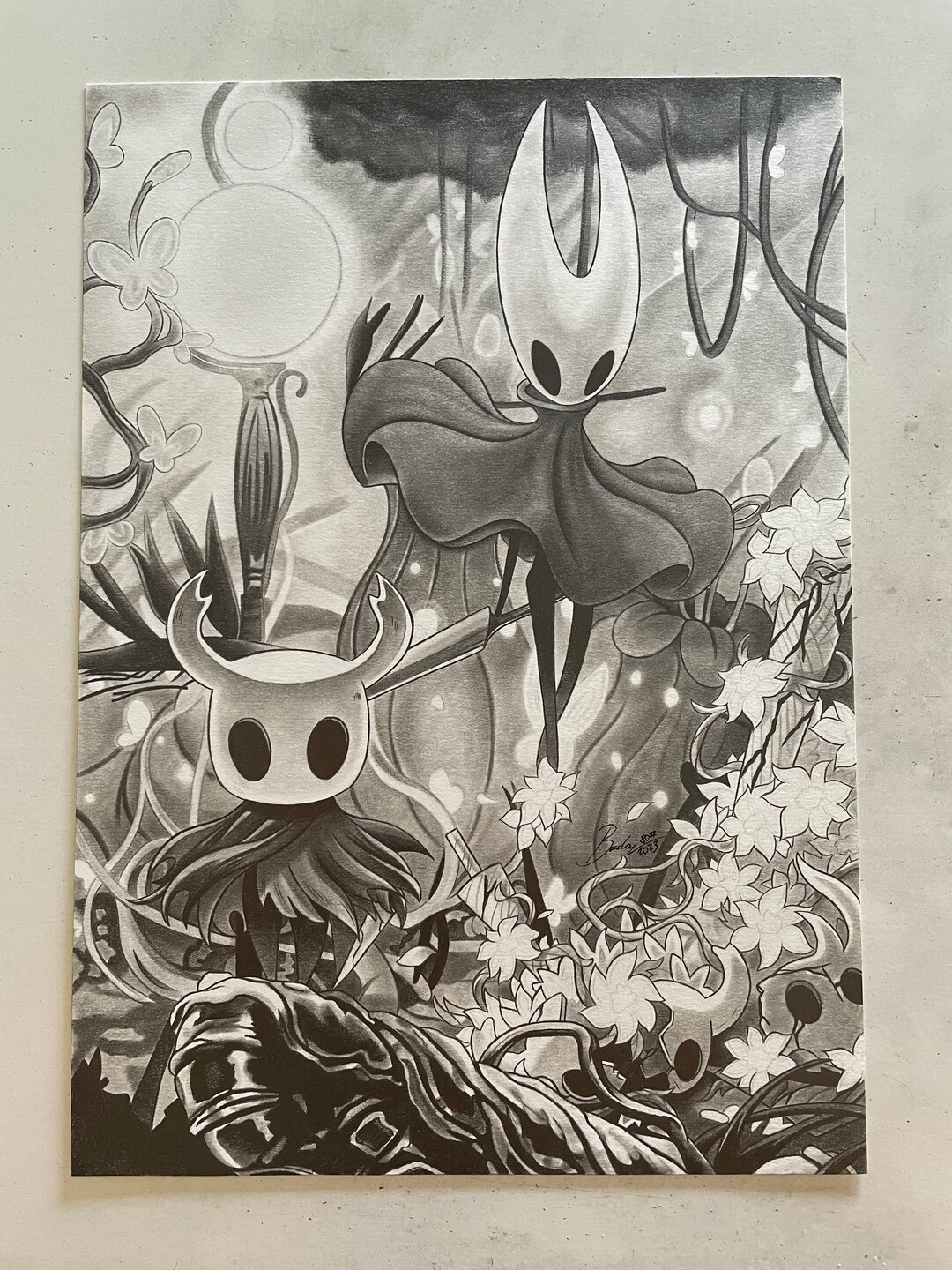 Hollow Knight Original Pencil Drawing, Size A4 21 X 29,70 Cm Artwork ...