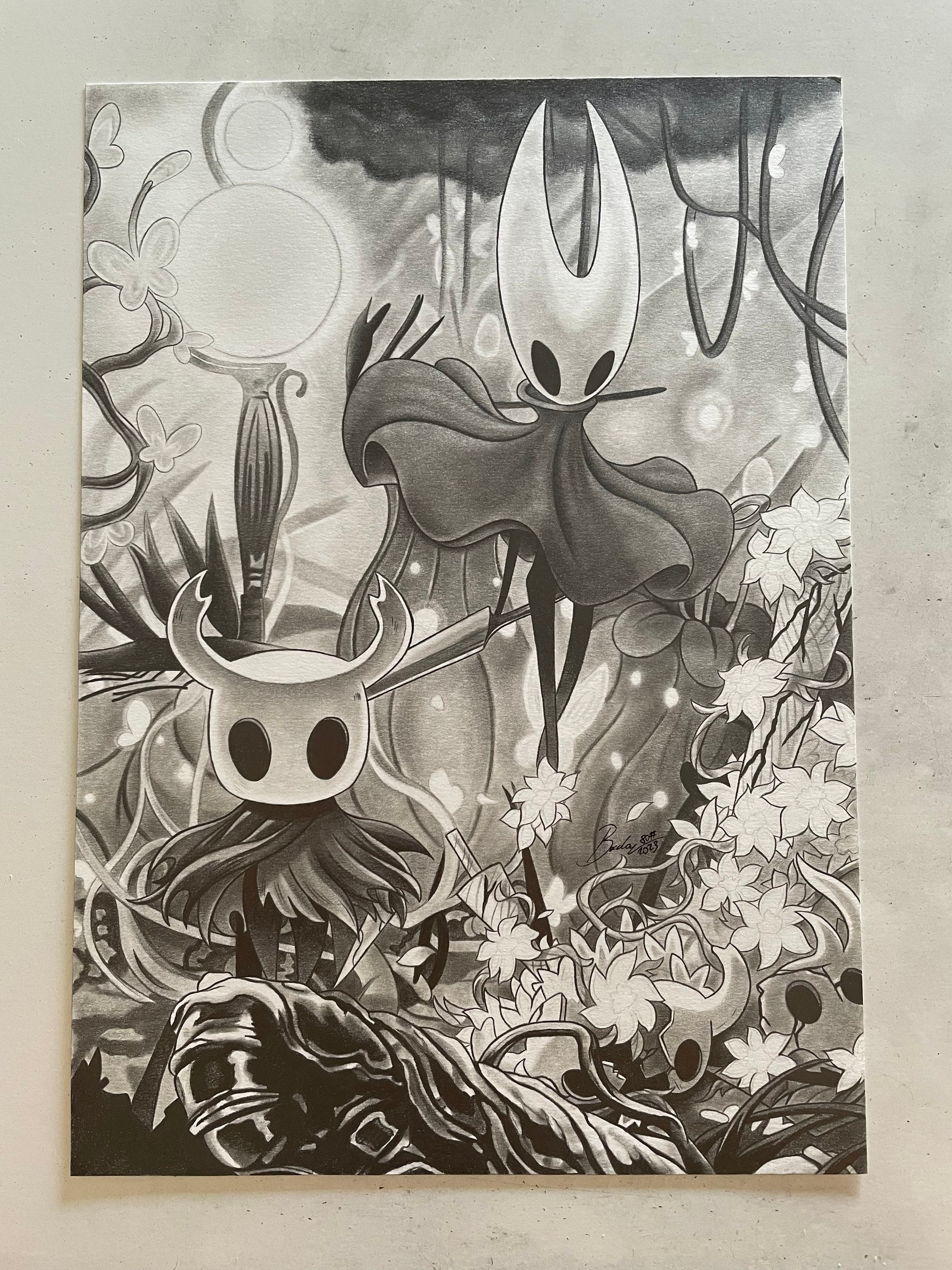 Hollow Knight Original Pencil Drawing, Size A4 21 X 29,70 Cm Artwork ...