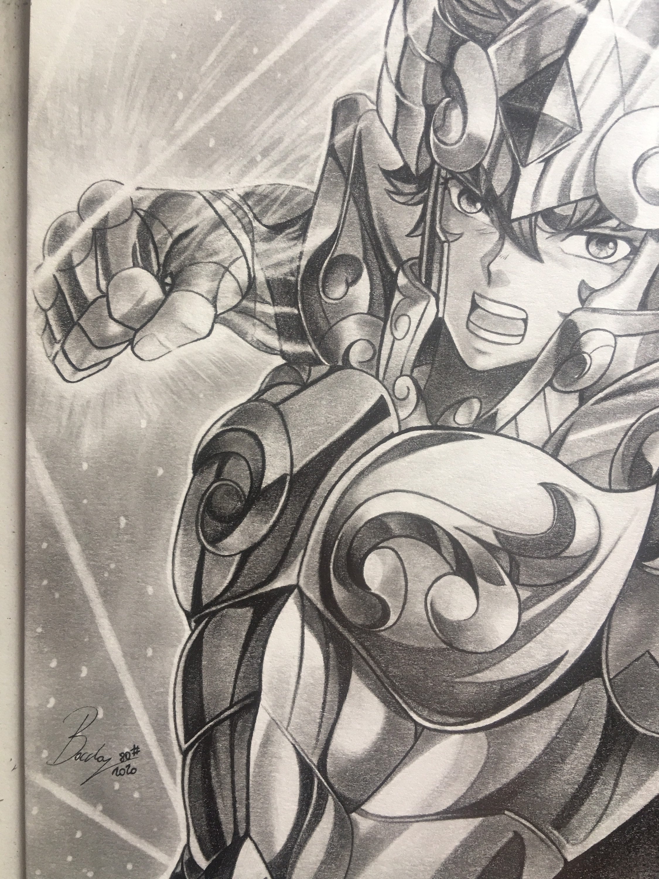 Saint Seiya-original Graphite Pencil Drawing by Leo Aiolia - Etsy