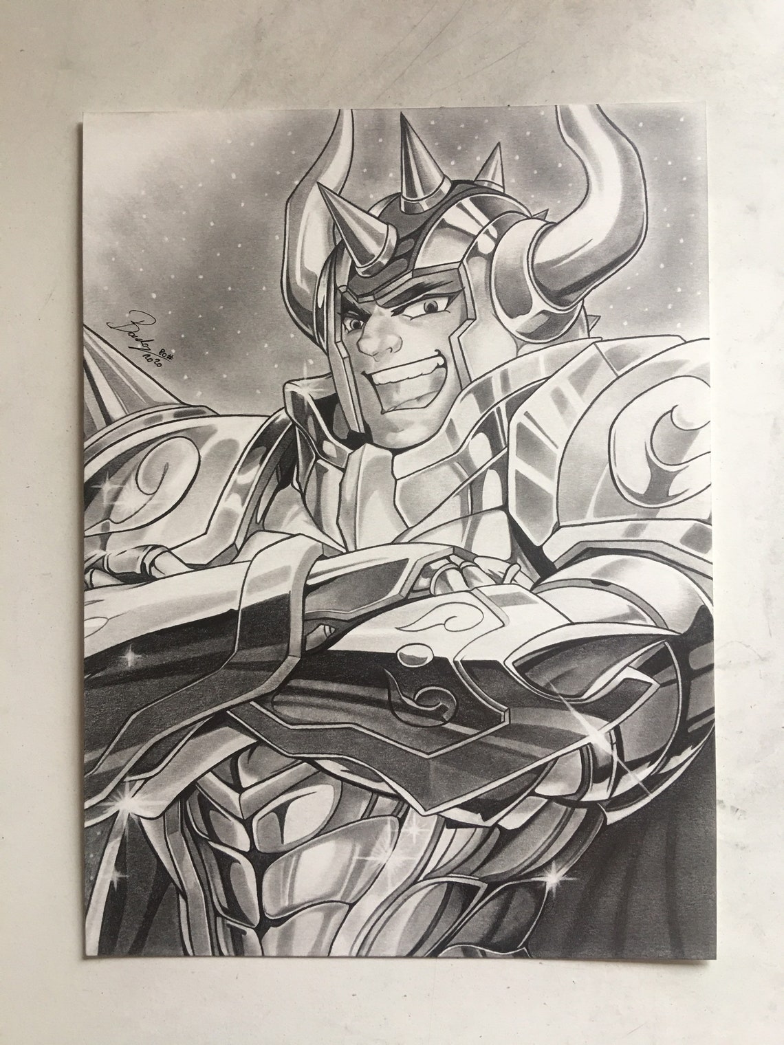 Saint Seiya-original Graphite Pencil Drawing of Taurus | Etsy