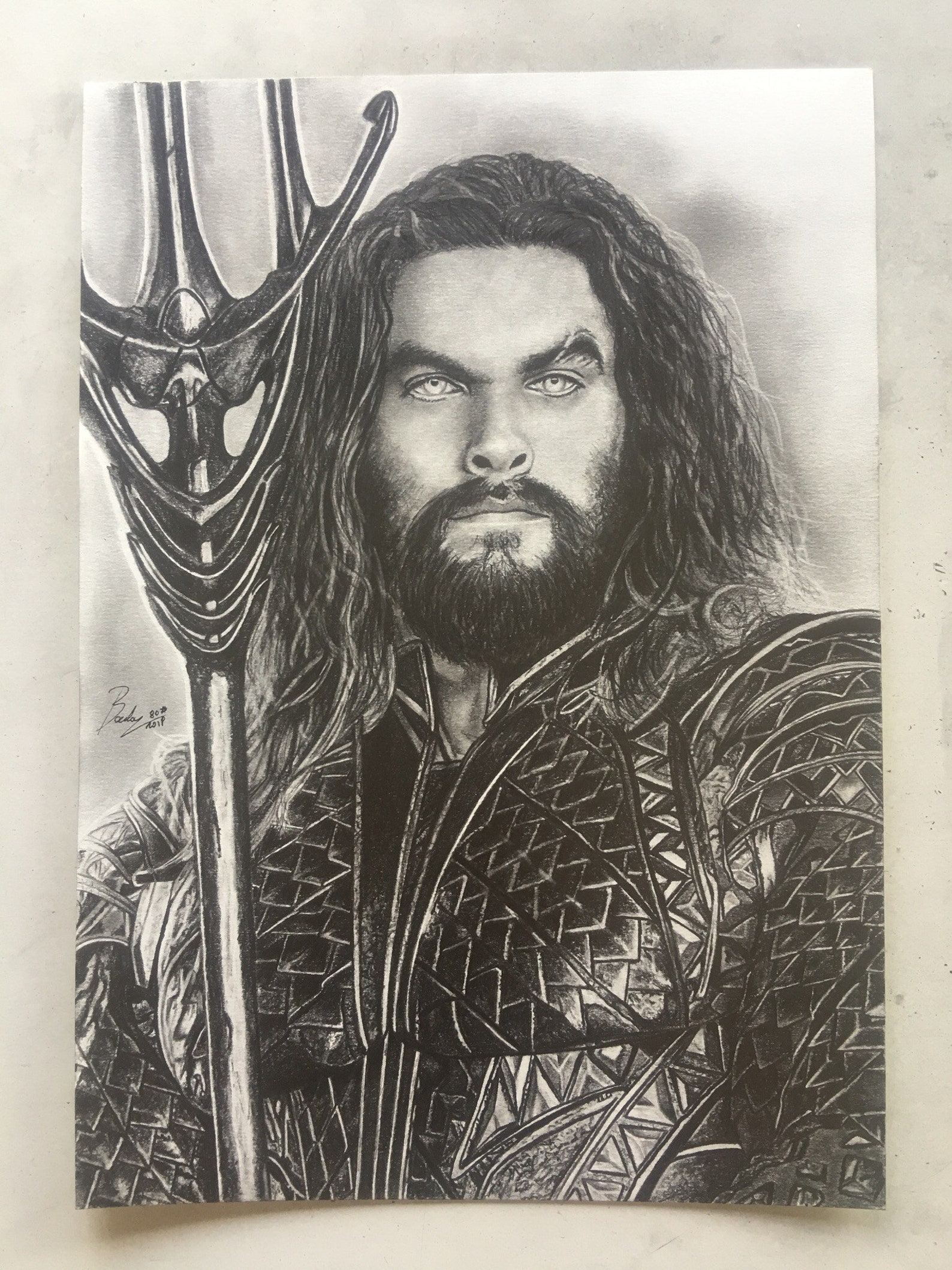 Original pencil portrait of Aquaman size A4 21.00 x 29.70 | Etsy