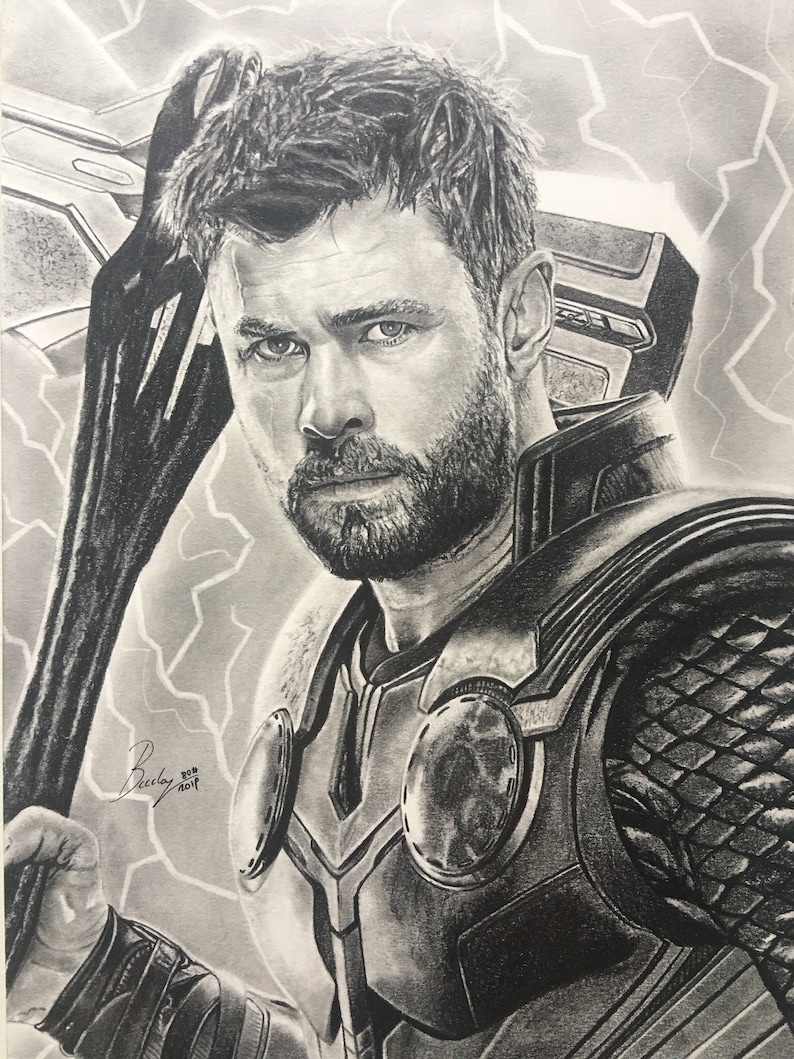 Original Pencil Portrait of Thor Size A421 X 29.70 Cm - Etsy