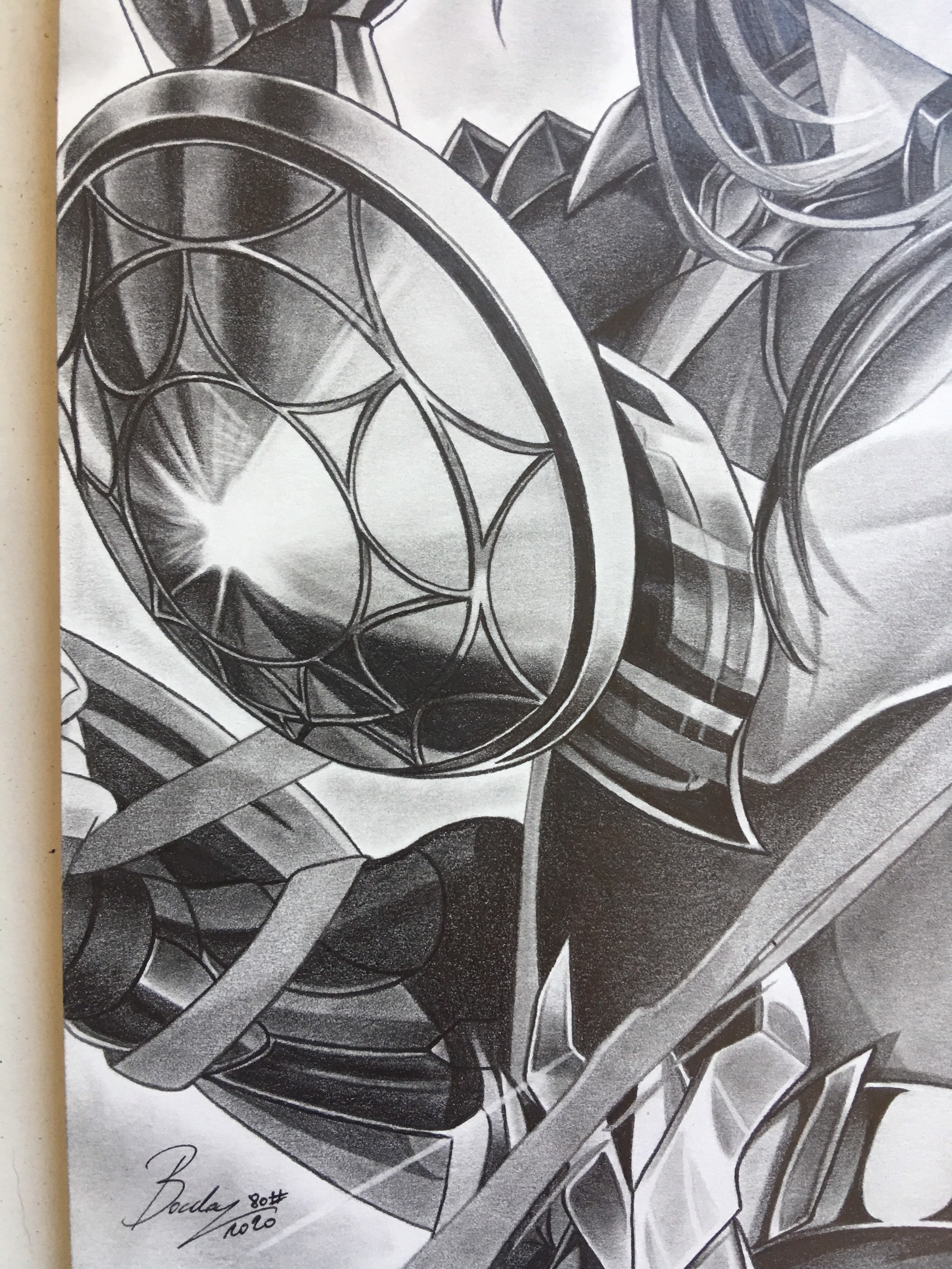 Saint Seiya-original Graphite Pencil Drawing of Dragon Shiriu | Etsy