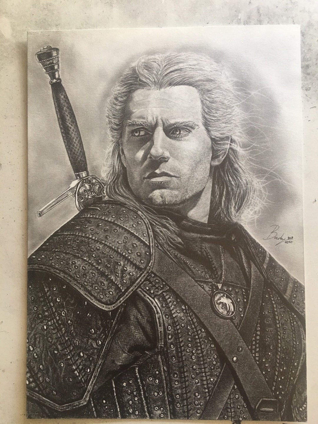 Original Pencil Portrait of the Witcher, Size A4 21 X 29,7 Cm Artwork ...