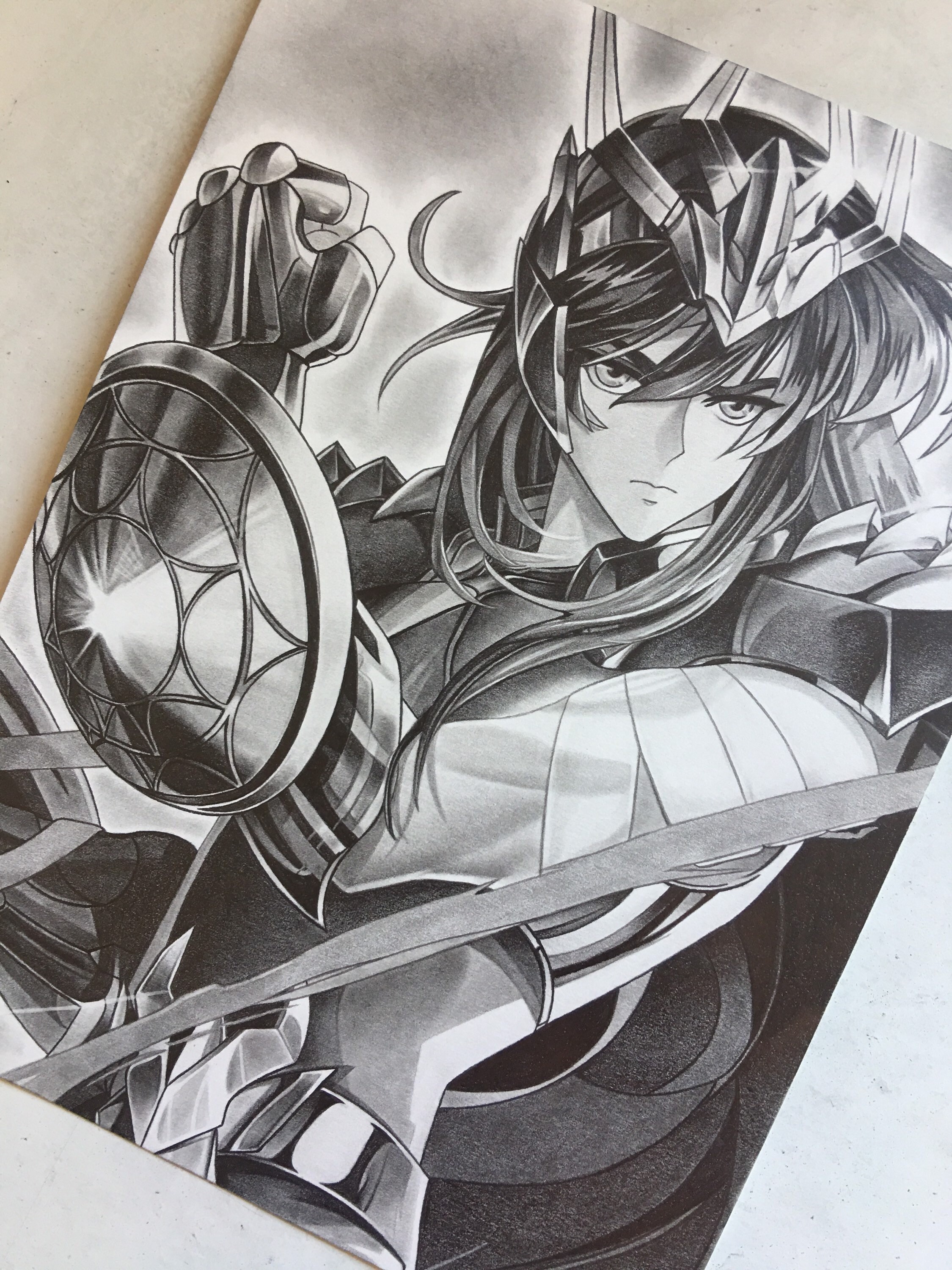 Saint Seiya-original Graphite Pencil Drawing of Dragon Shiriu | Etsy
