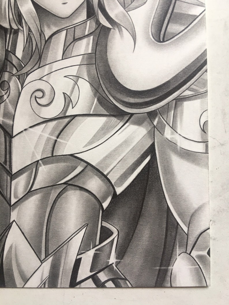 Saint Seiya-original Graphite Pencil Drawing of Aries Mu - Etsy