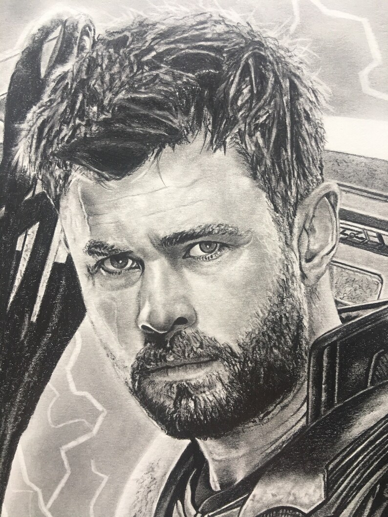 Original Pencil Portrait of Thor Size A421 X 29.70 Cm - Etsy