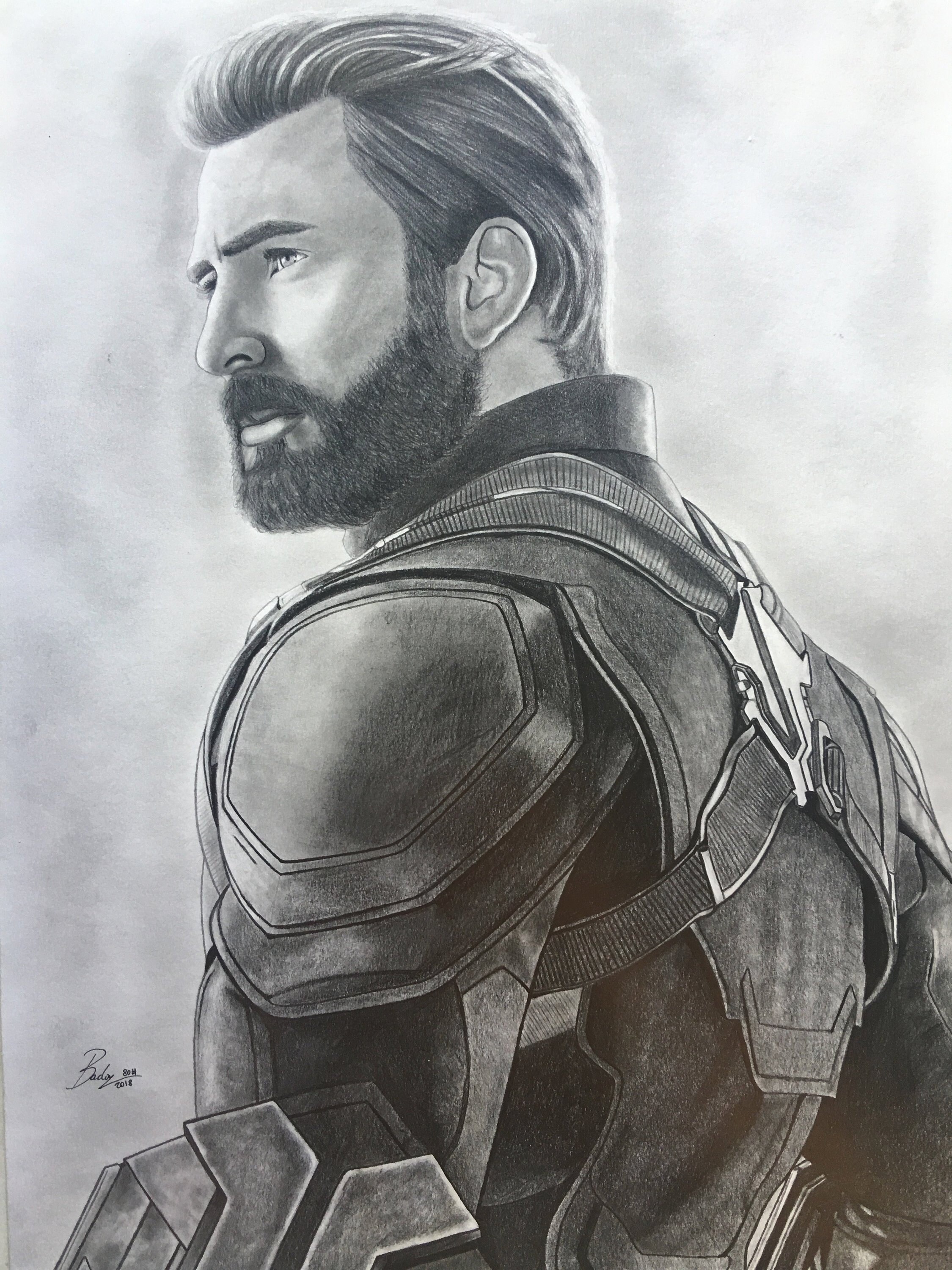Original pencil portrait of Captain America-Avengers version | Etsy