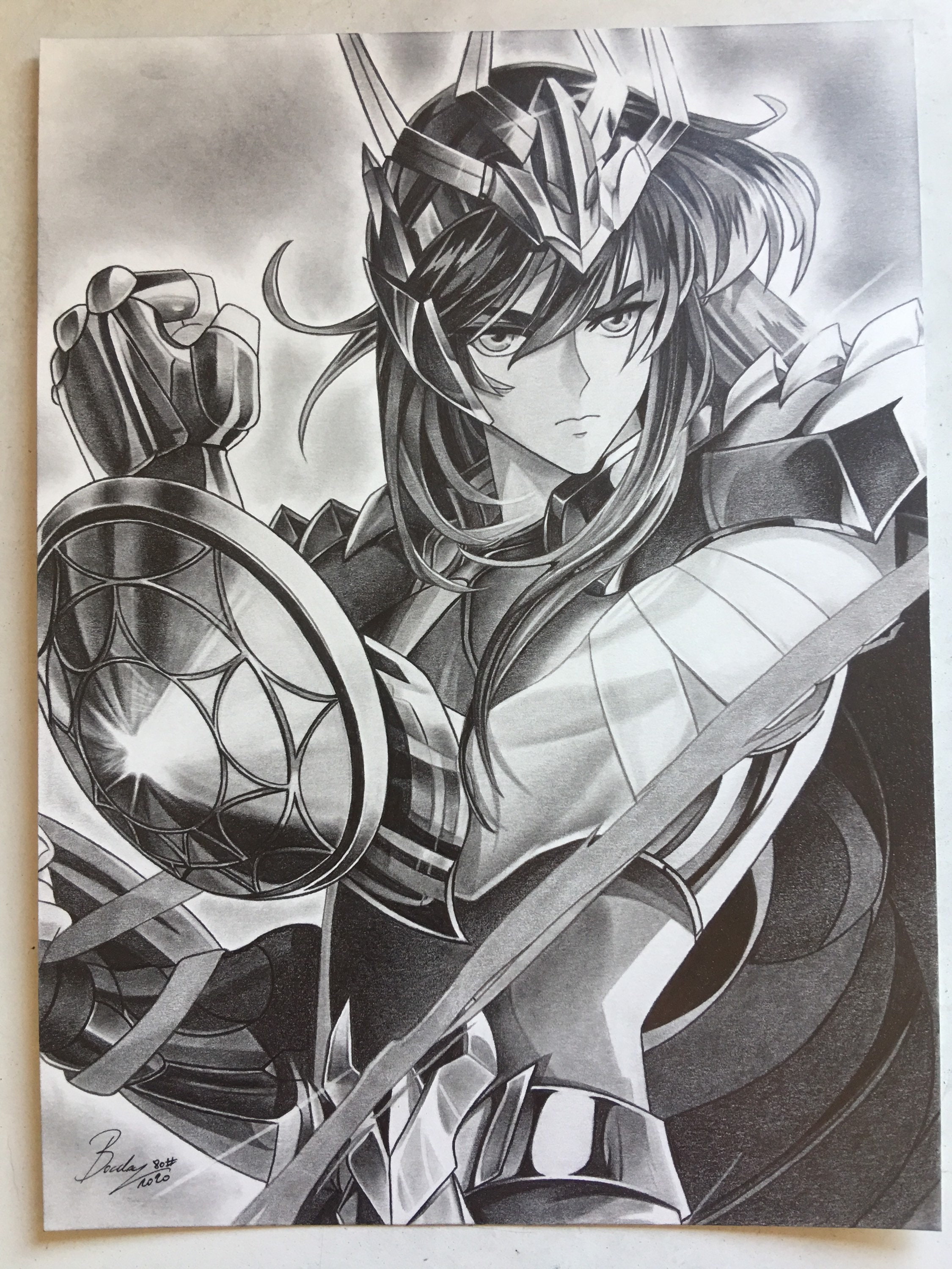 Saint Seiya-original Graphite Pencil Drawing of Dragon Shiriu | Etsy