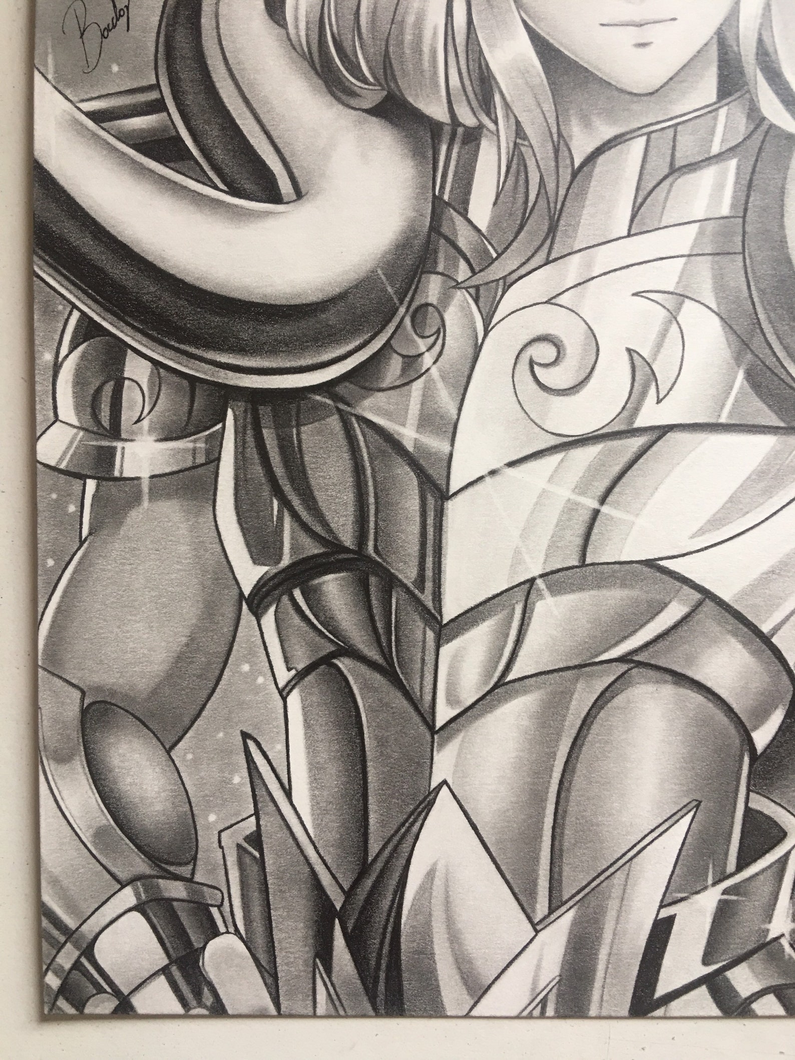 Saint Seiya-original Graphite Pencil Drawing of Aries Mu | Etsy