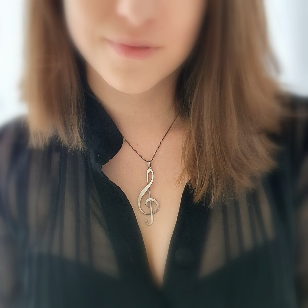 Large Treble Clef - Silver Pendant - Etsy