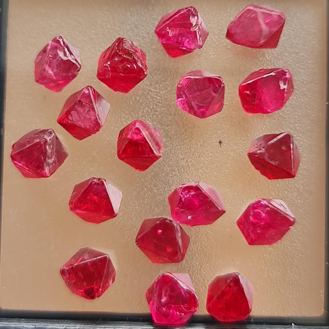 Natural Red Spinel Octahedral Crystals: Burmese Gemstone Collection (13 ...