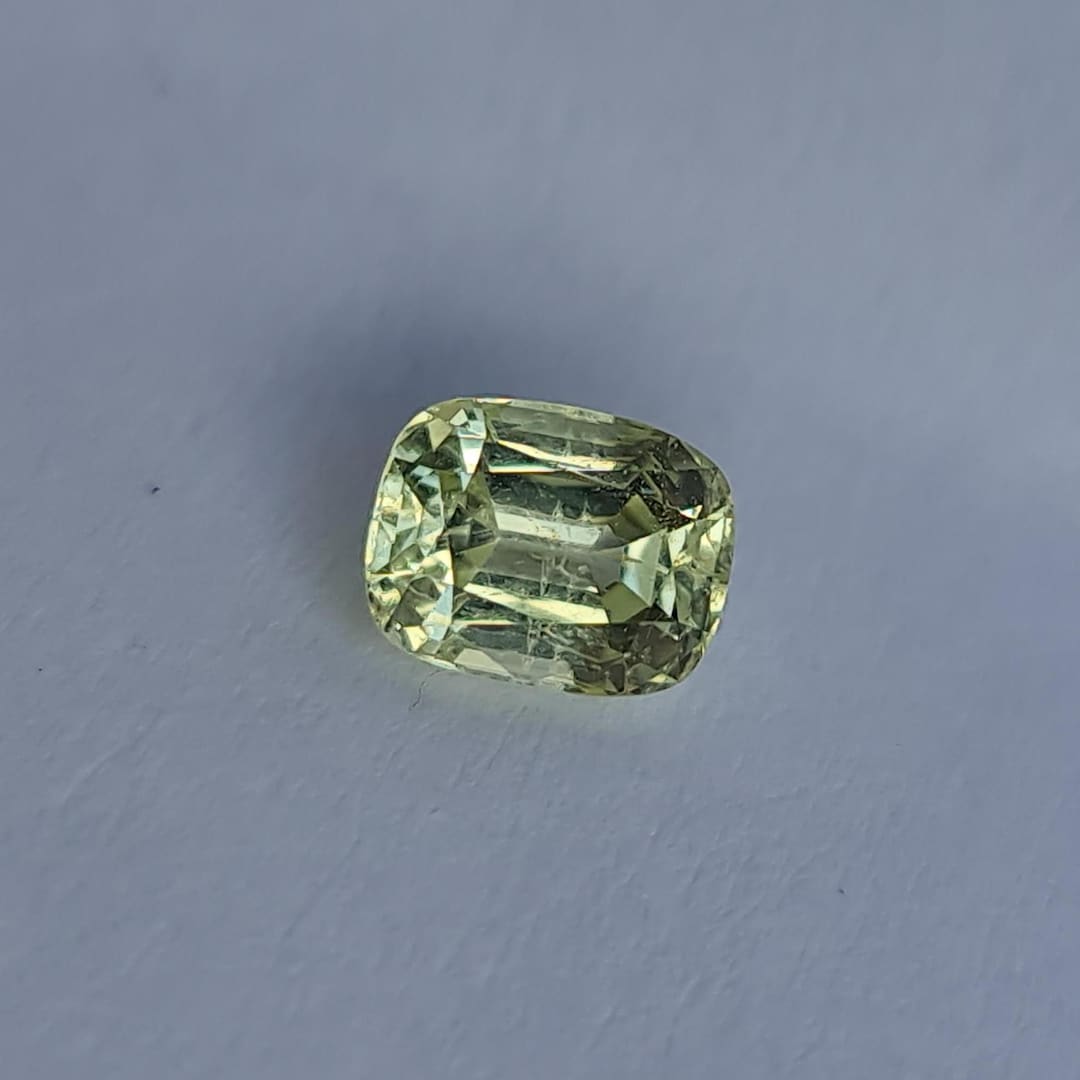 Lime Chrysoberyl, 1.64ct. Rare Color Gemstone. No Treatment, Cushion ...