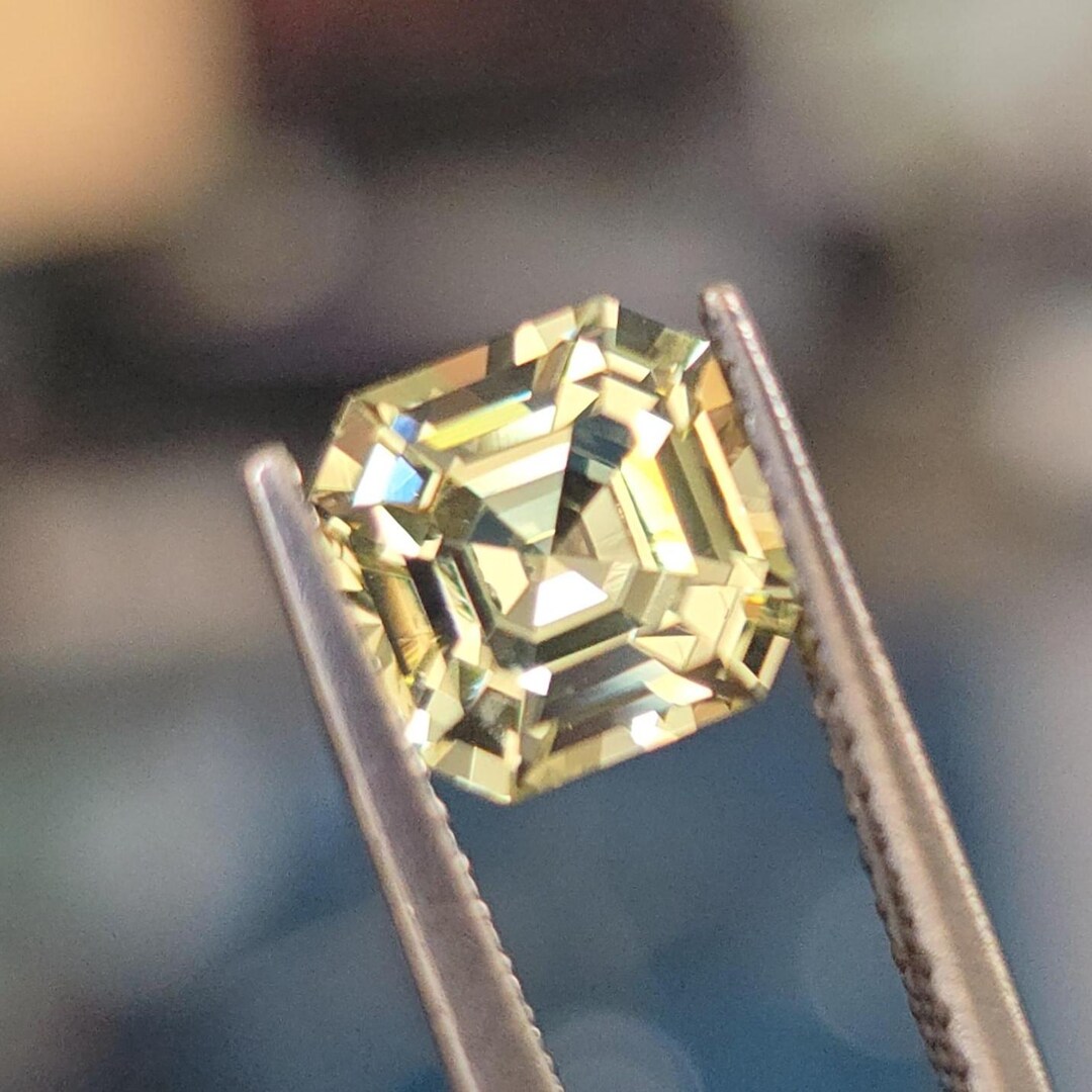 Lime Chrysoberyl, 1.98ct. Rare Color Gemstone. No Treatment, Square ...
