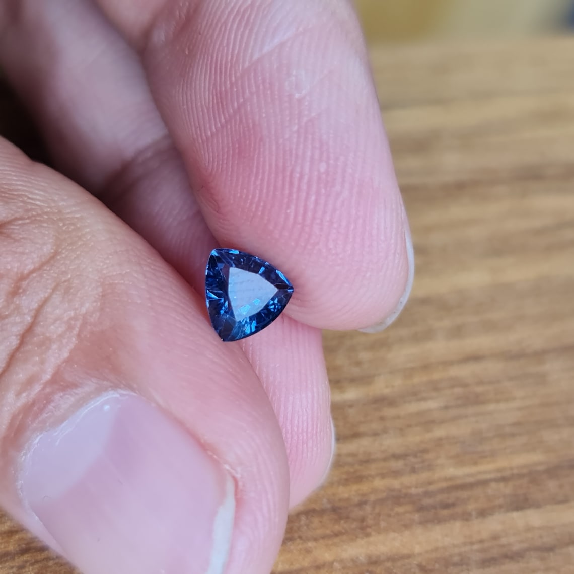 Natural Blue Spinel 0.90ct. Deep Blue trillion shape. | Etsy