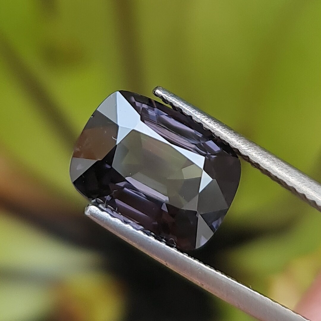 4.24ct Grey Black Spinel: Natural Cushion Cut Gemstone - Etsy