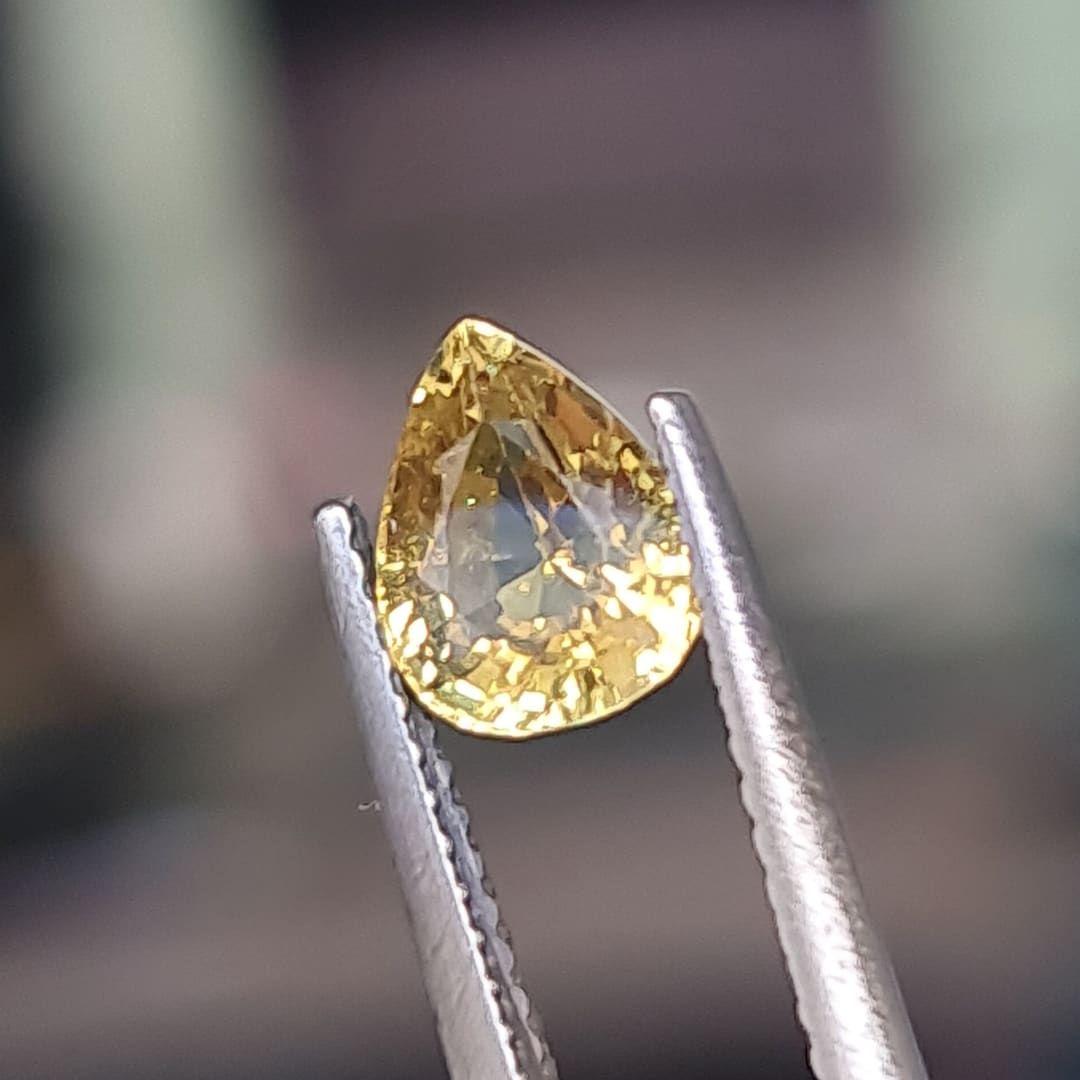 Vivid Lime Chrysoberyl, 1.21ct. Rare Color Gemstone. No Treatment, Pear ...