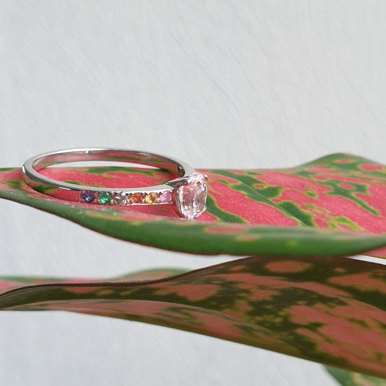 Solitaire Ring, Multi Color Ring, Centre Stone Cz With Side Stones ...