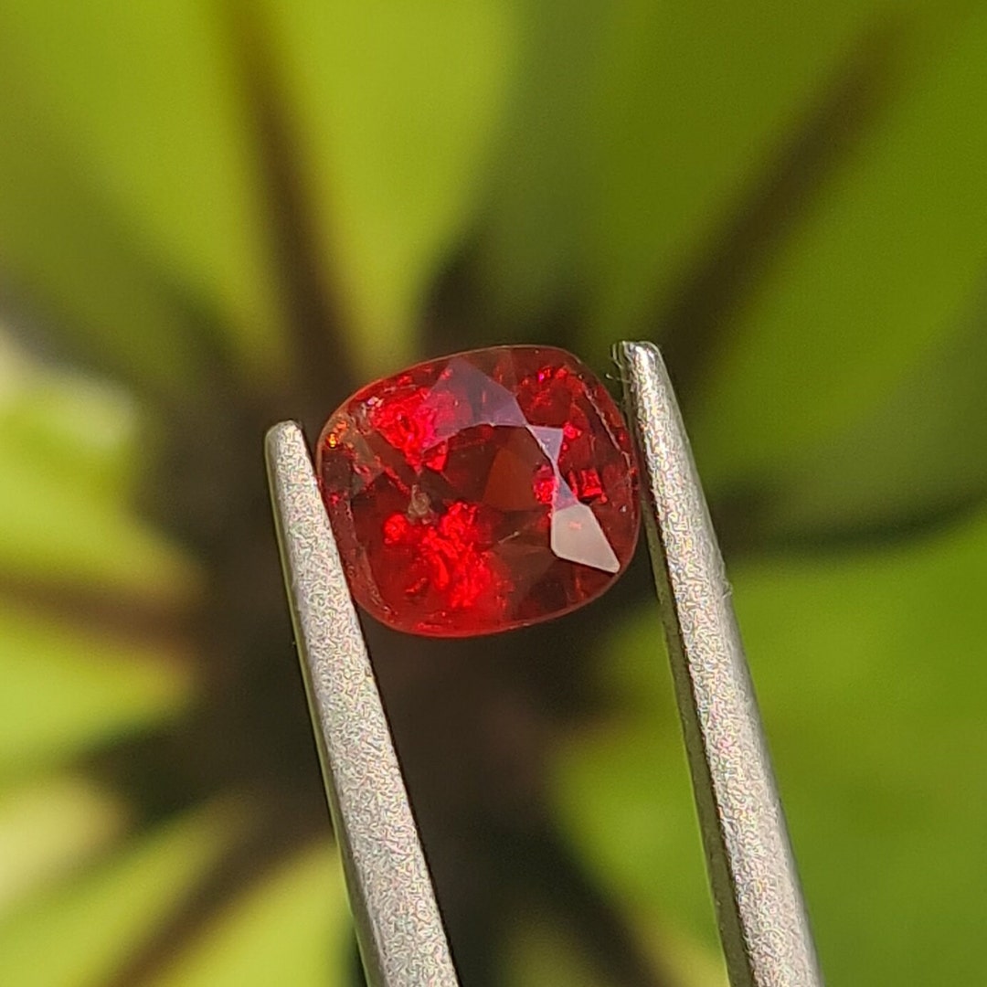 1.12ct Orangy Red Spinel Gemstone, Cushion Cut, Untreated - Etsy