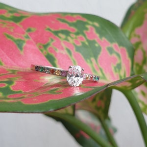 Solitaire Ring, Multi Color Ring, Centre Stone Cz With Side Stones ...