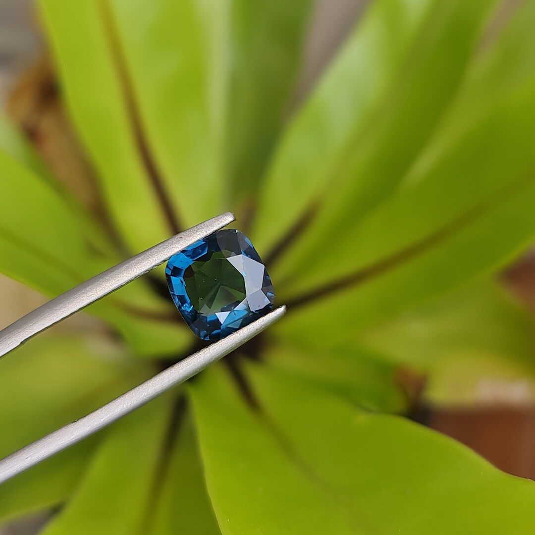 2.52ct Teal Blue Spinel: Burmese Cushion Cut Gemstone - Etsy