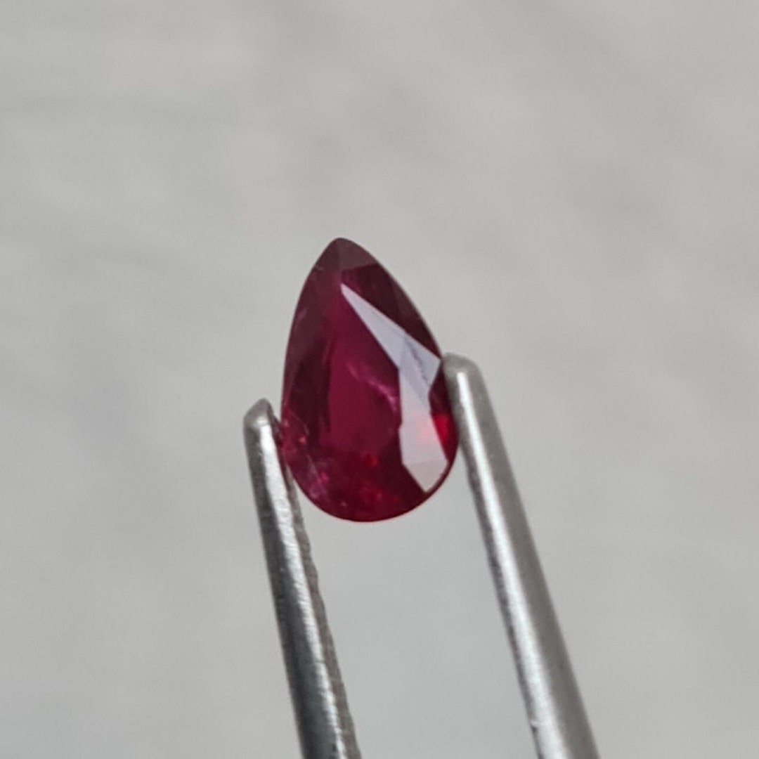 Natural Red Ruby 0.63ct, Pear Shape. Certified, CD360 - Etsy