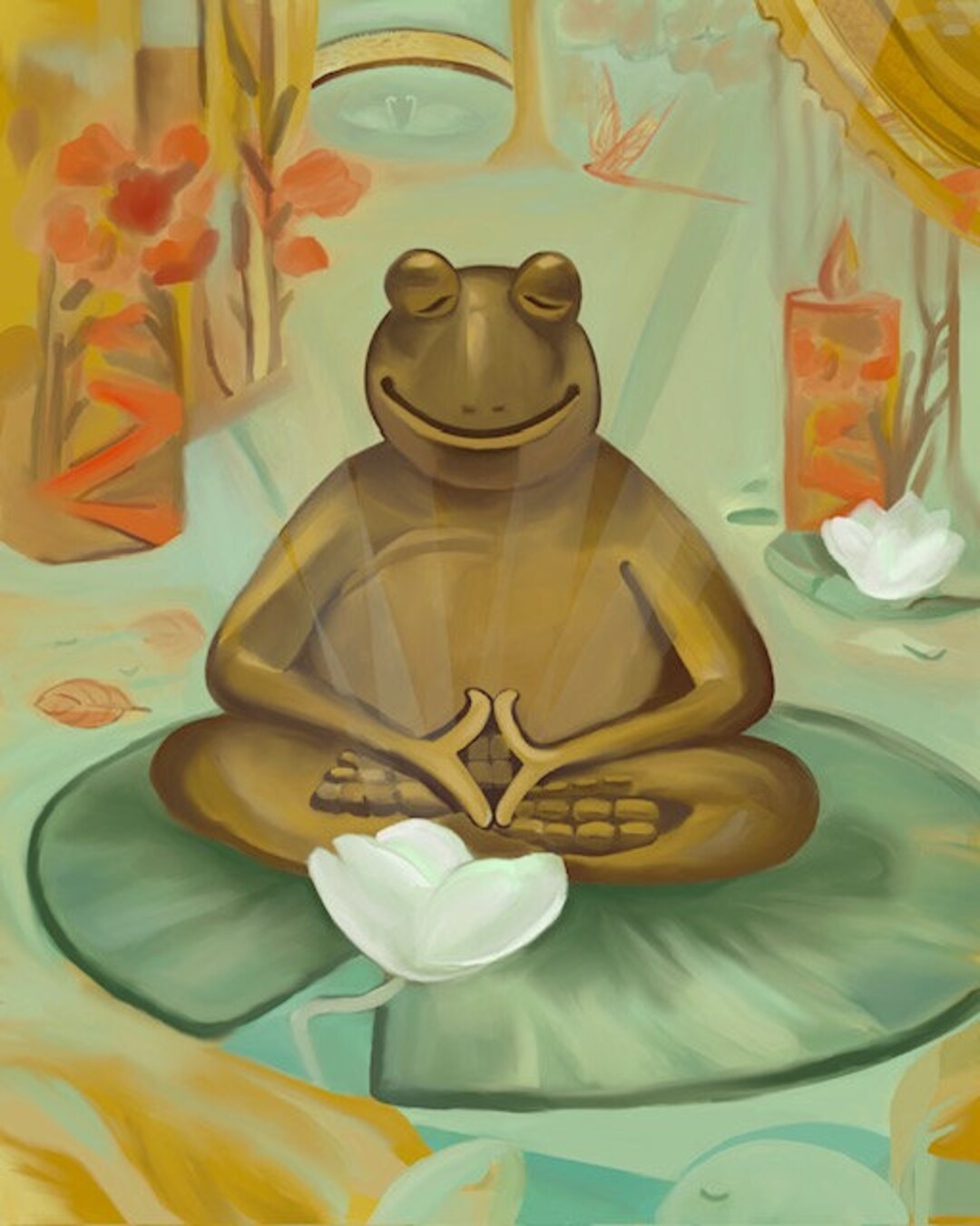 8.5” X 11” Art Print on Strathmore Textured Paper - Gold Meditating ...