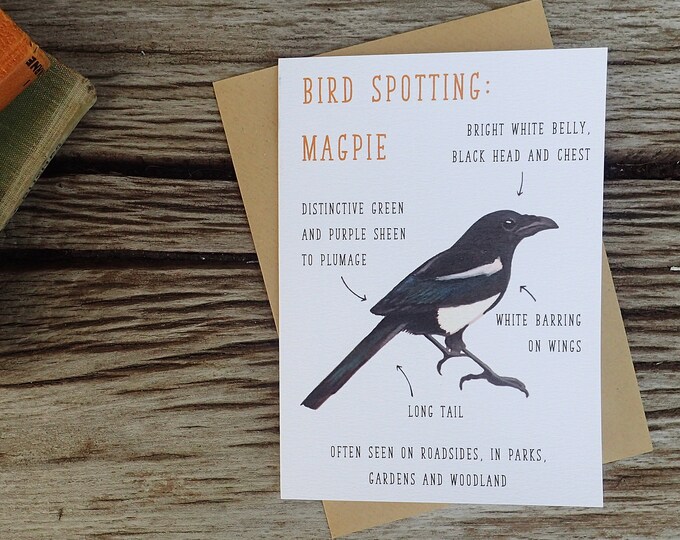 Birdwatching: Magpie Identification Farm Land Blank Greetings Card Free ...