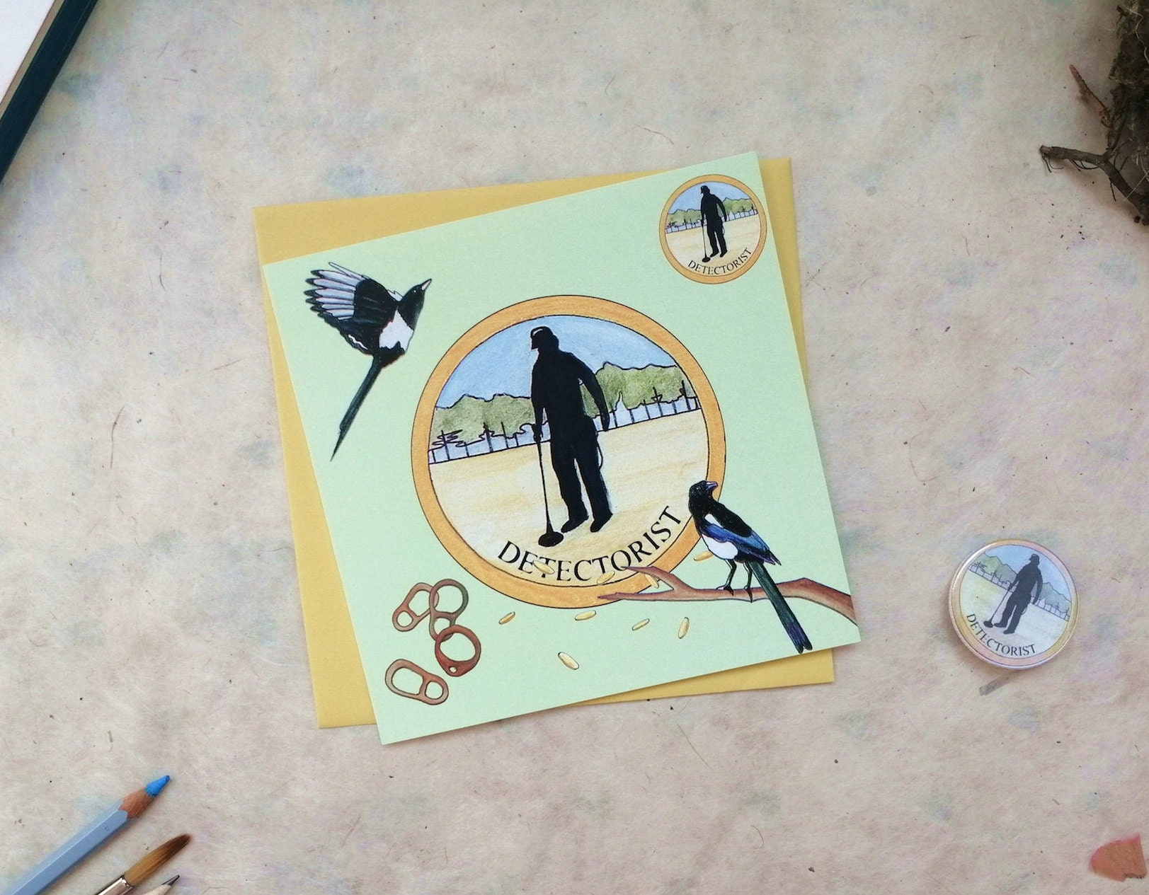 Detectorist Blank Greetings Card With Badge Free Postage the - Etsy